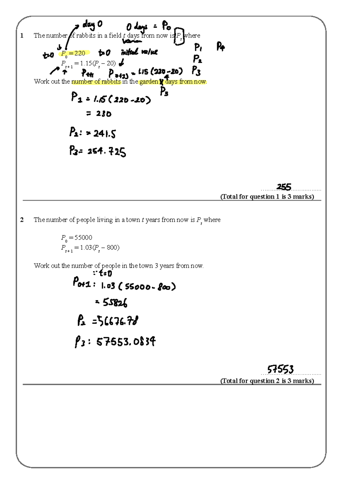 7-Iteration - Maths Notes: Population Growth Calculations - Studocu