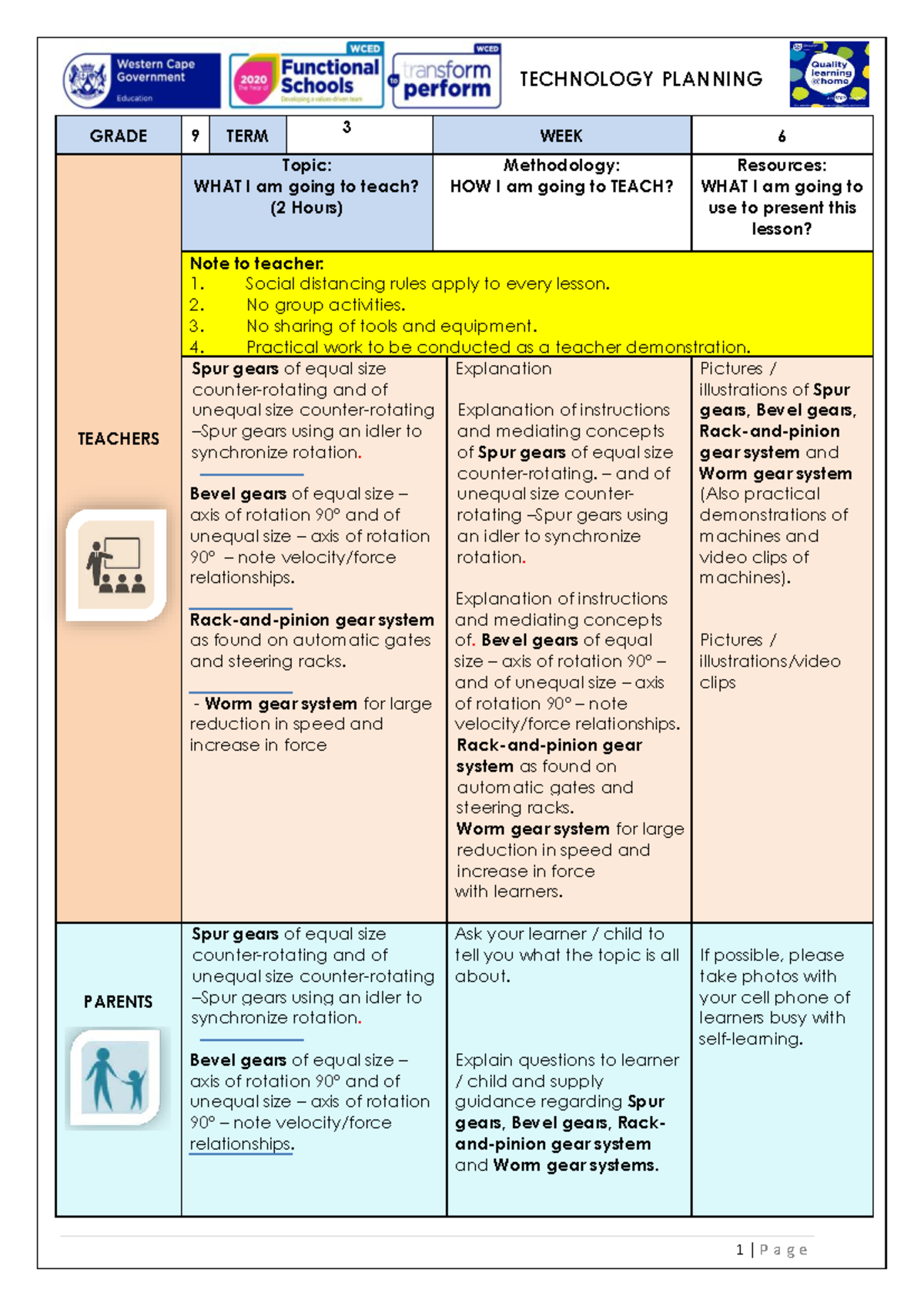 Grade 9 Technology Planning: Lesson on Gear Systems and Teaching ...