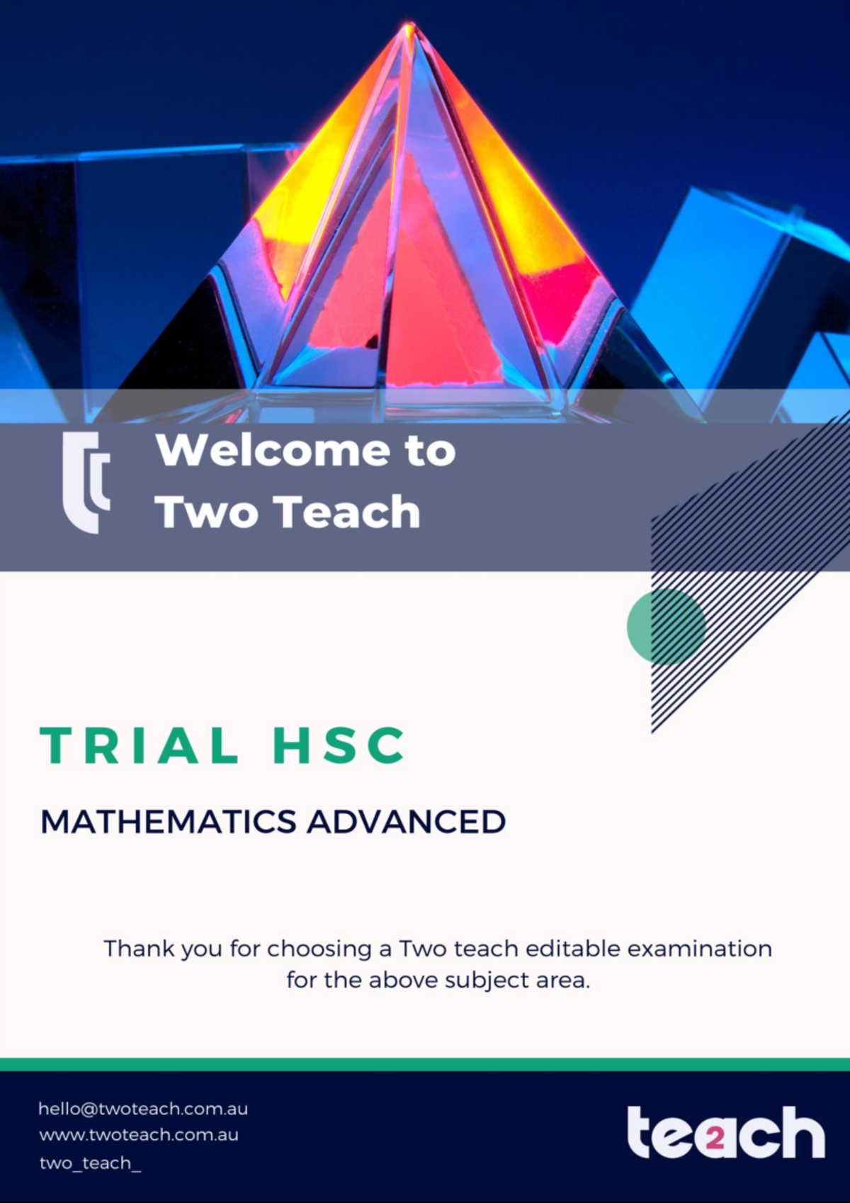 Mathematics Advanced Trial HSC Exam 2021 - Complete Paper - Studocu