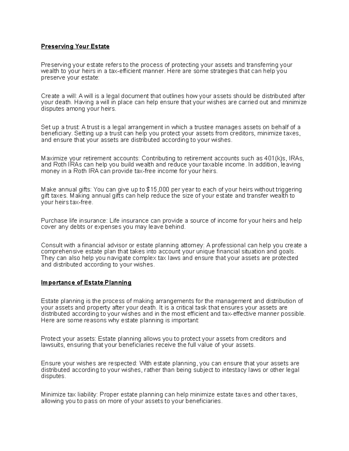 Preserving Your Estate - Preserving Your Estate Preserving your estate ...