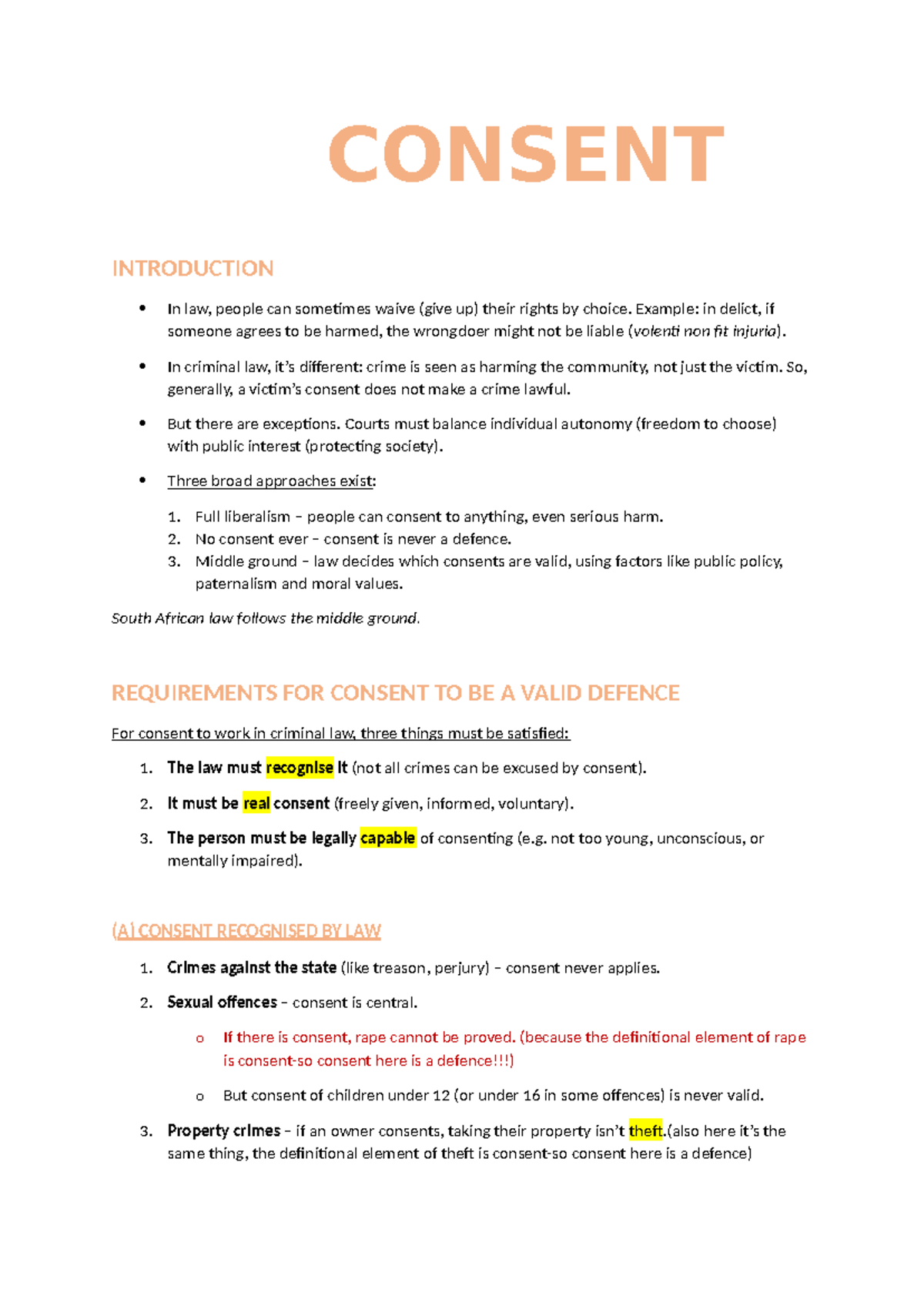 Consent in Law: Understanding Validity and Limitations (LAW 101) - Studocu