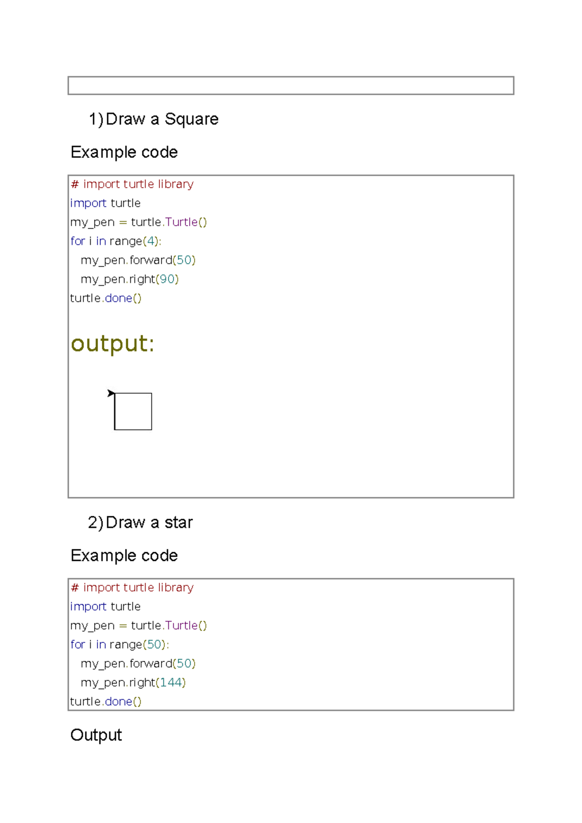 Graphics Python Program: Turtle & Line Drawing Algorithms - Studocu