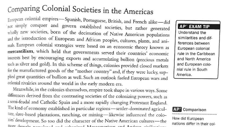 AP Comparative Study: Colonial Societies in the Americas - Studocu