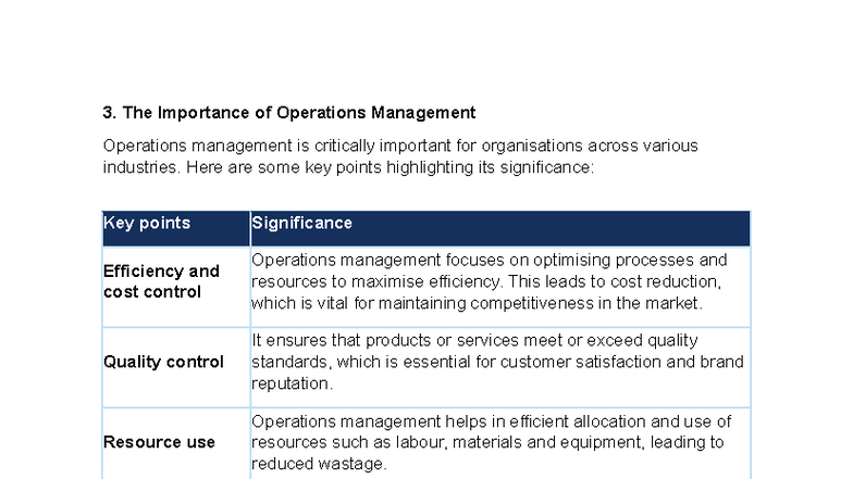 Scbea 1-44 Week 5 notes - The Importance of Operations Management ...