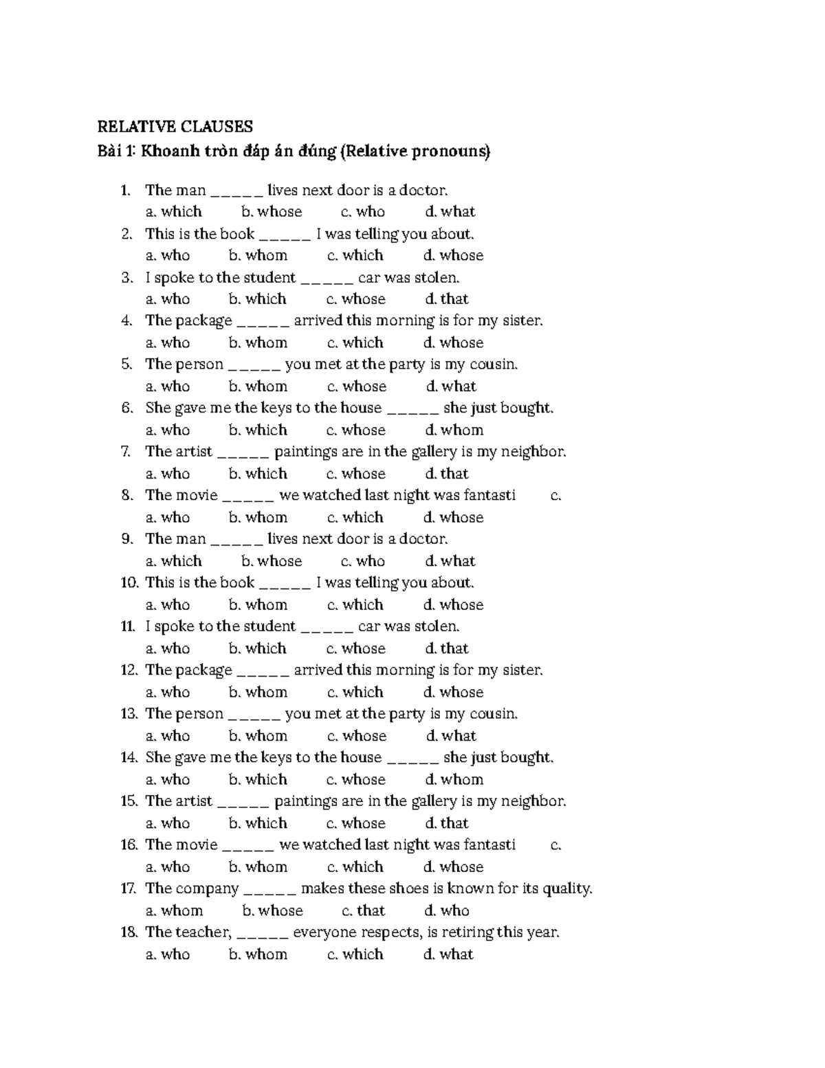 RELATIVE Exam Notes: Understanding Relative Clauses - Studocu