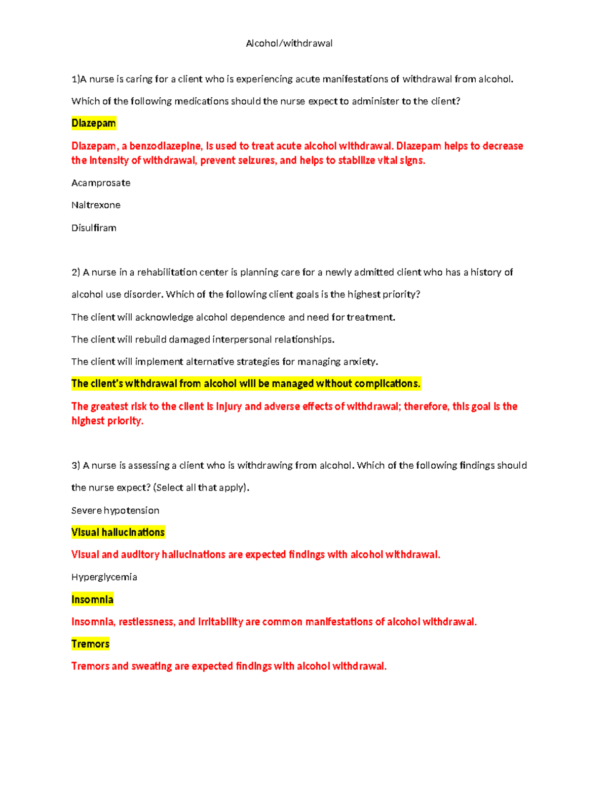 Nursing Considerations for Alcohol Withdrawal Management: Key Insights ...