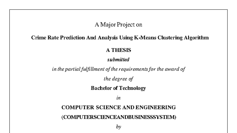 Crime Rate Prediction & Analysis Using Clustering Algorithm - B.Tech ...