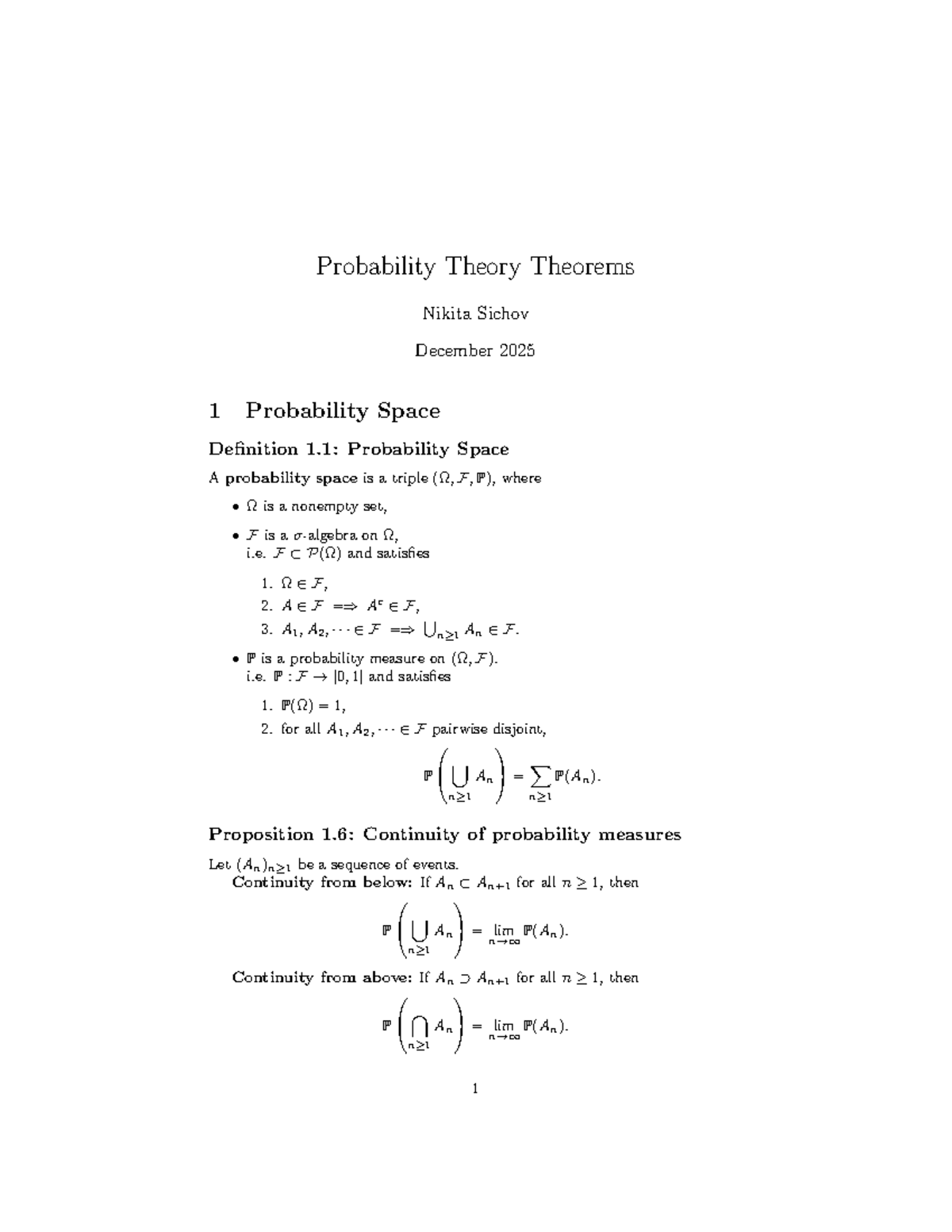 Probability Theory Theorems (Course Code: PT101) - Comprehensive ...