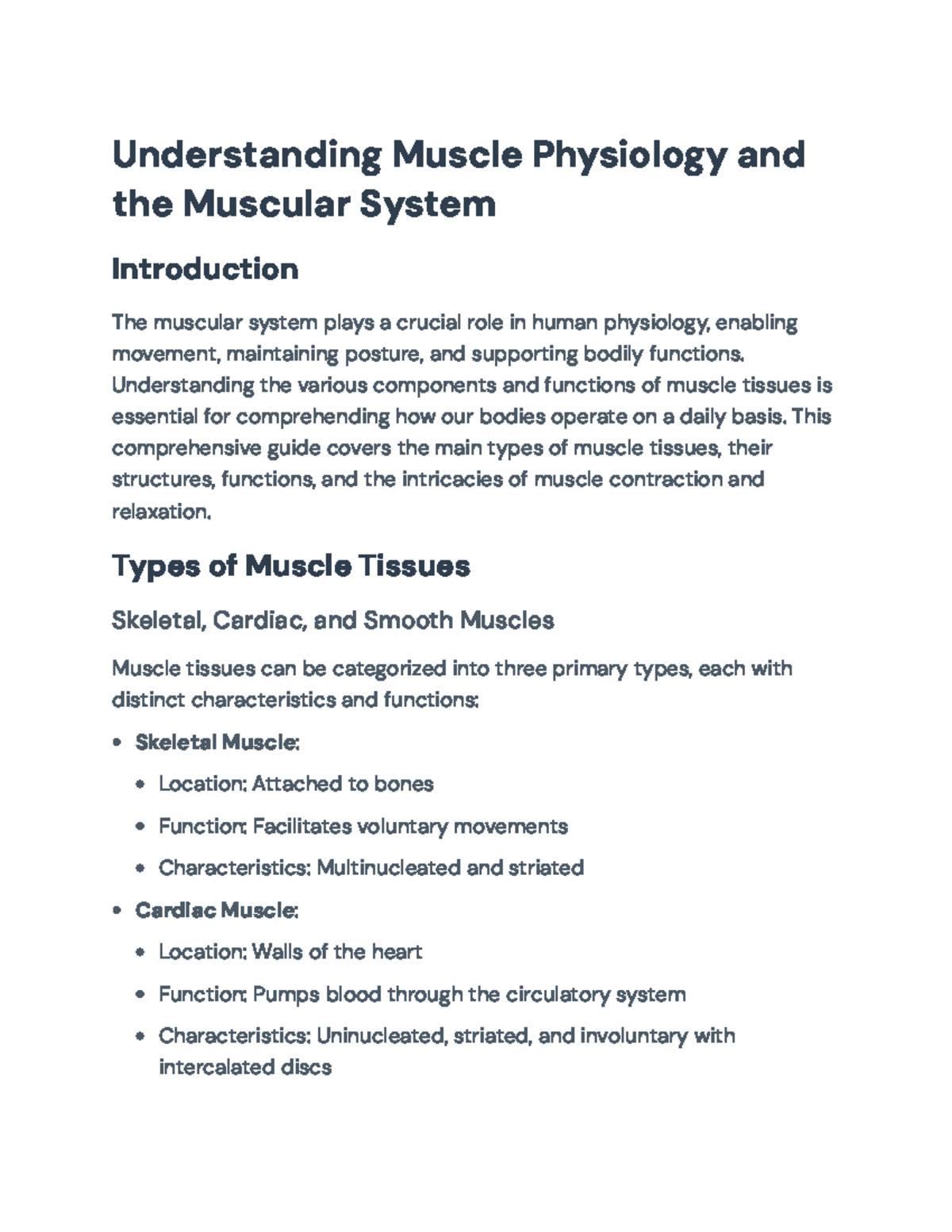 Understanding Muscle Physiology: Anatomy and Contraction Mechanisms ...