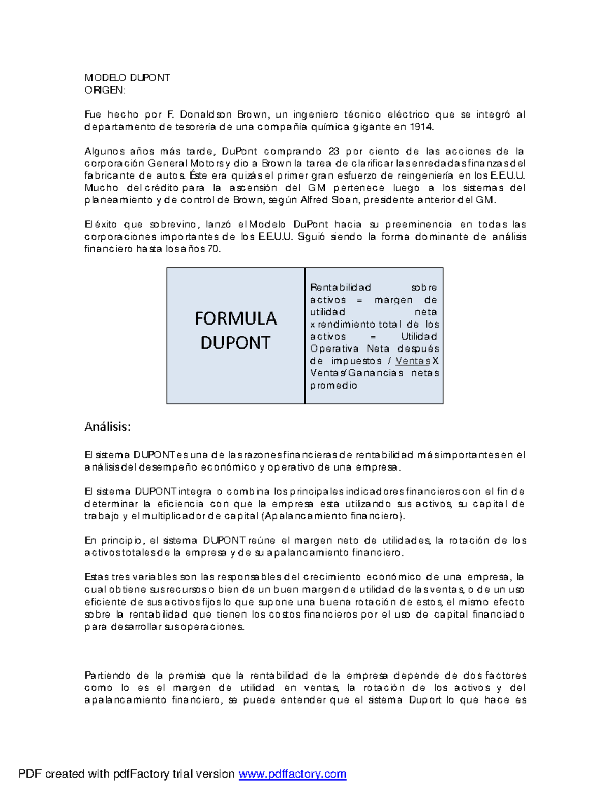 Modelo DuPont: Análisis Financiero y Rentabilidad en Empresas - Studocu