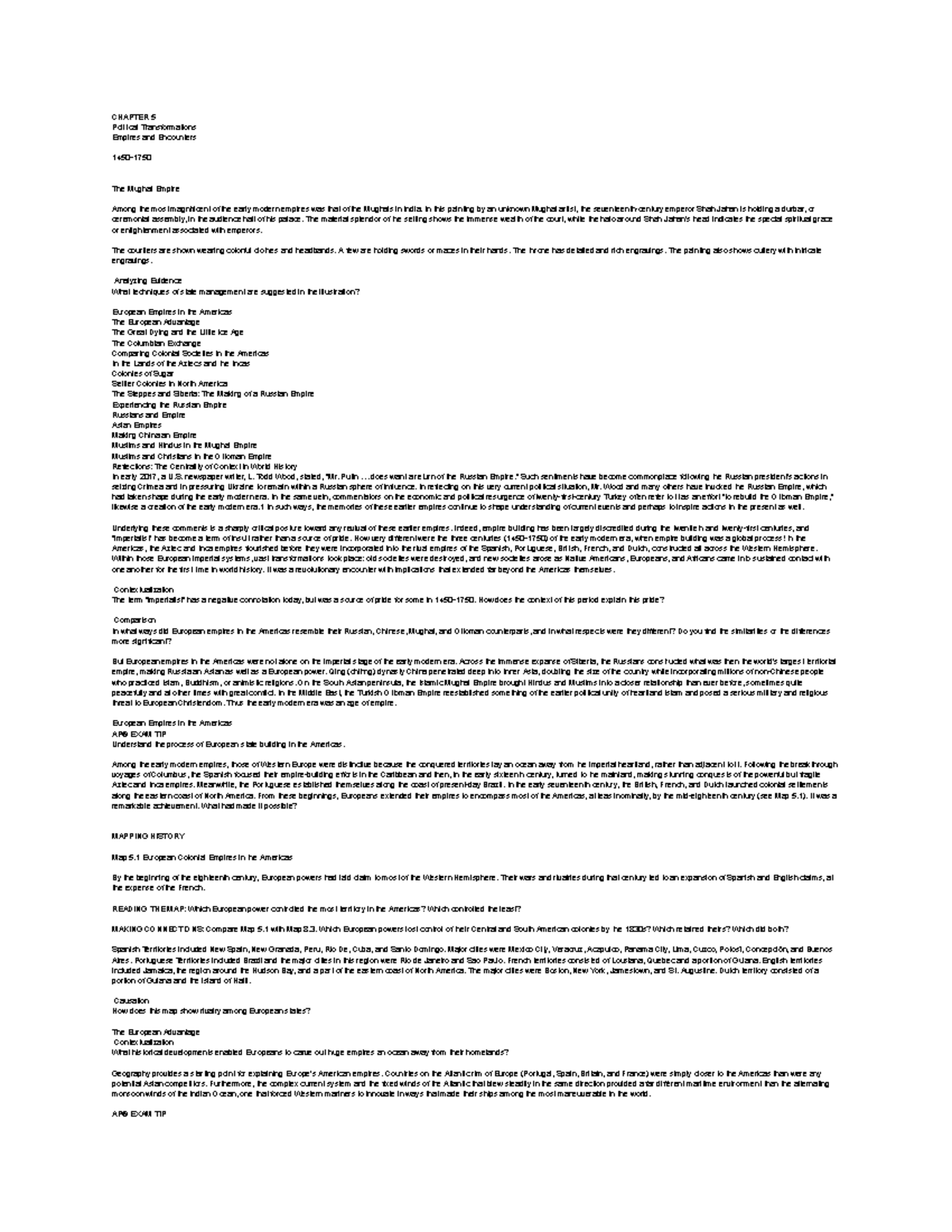 CHAPTER 5 Notes: Political Transformations in European Empires (1450 ...