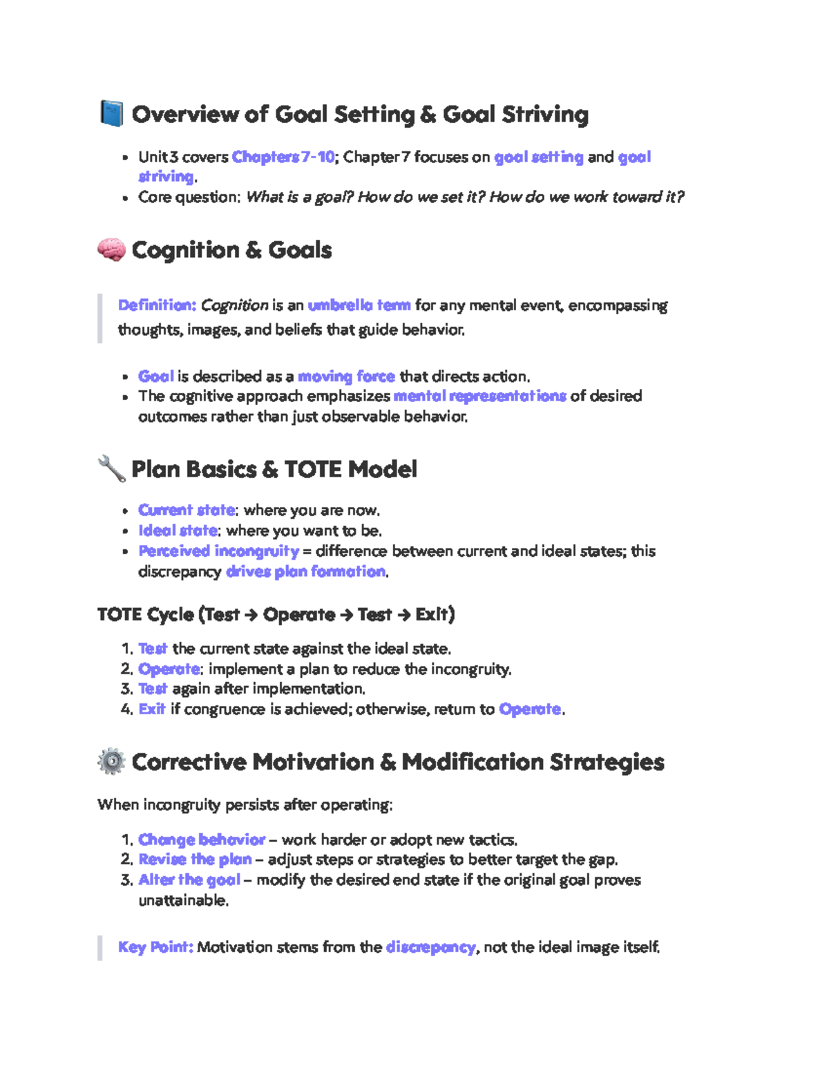 Goal Setting Strategies: From Discrepancy to Achievement (Unit 3) - Studocu