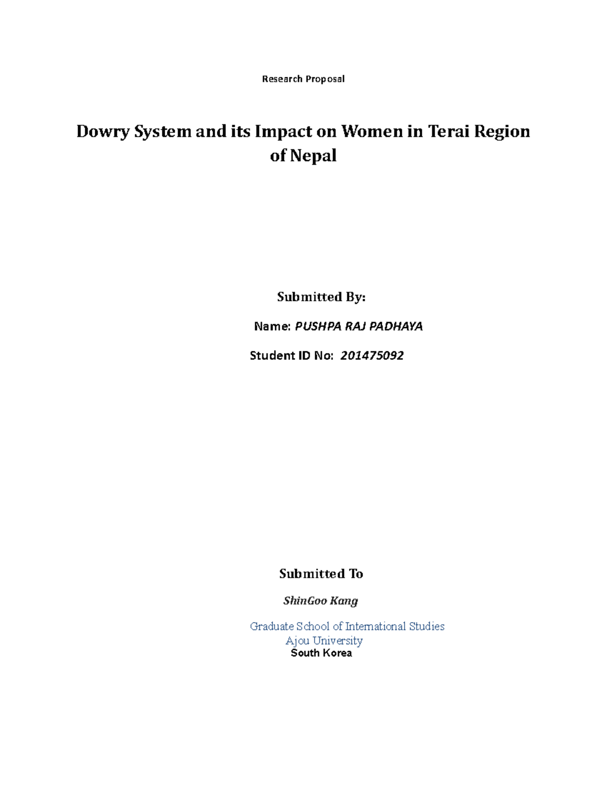 Dowry System & Its Impact on Women in Terai Region of Nepal - Research ...