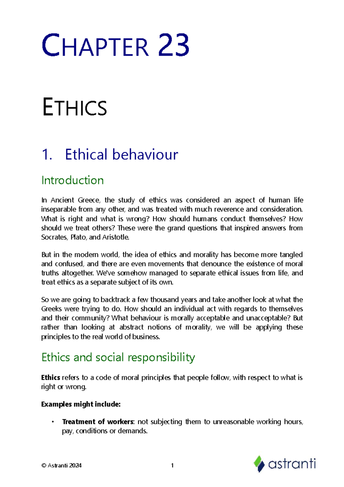 Ethics in Business: A Comprehensive Overview (Bt st23) - Studocu