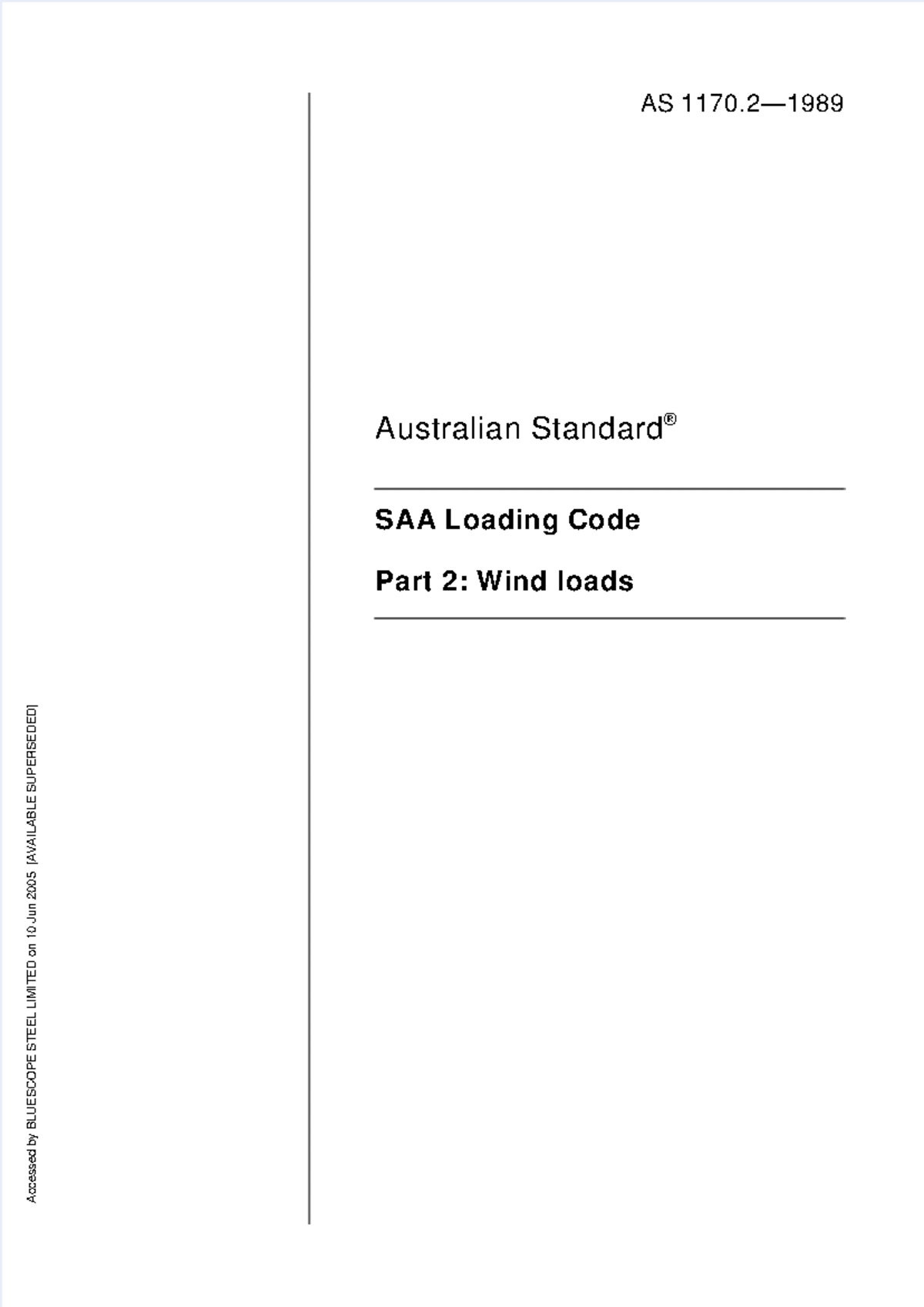 AS 1170.2-1989 Minimum Wind Loads for Structural Design - Studocu