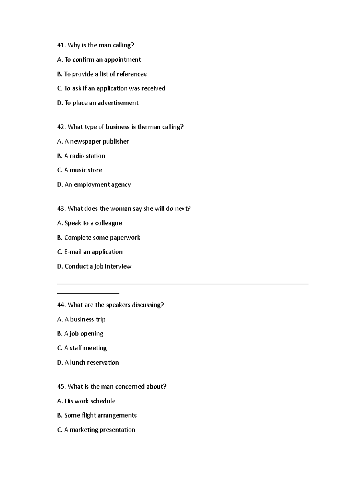 Listening Comprehension Questions - ENG03 - Studocu