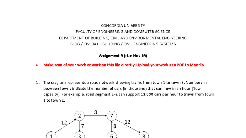 BLDG CIVI 341 Assignment 3: Analyzing Road Network Flow Capacity - Studocu