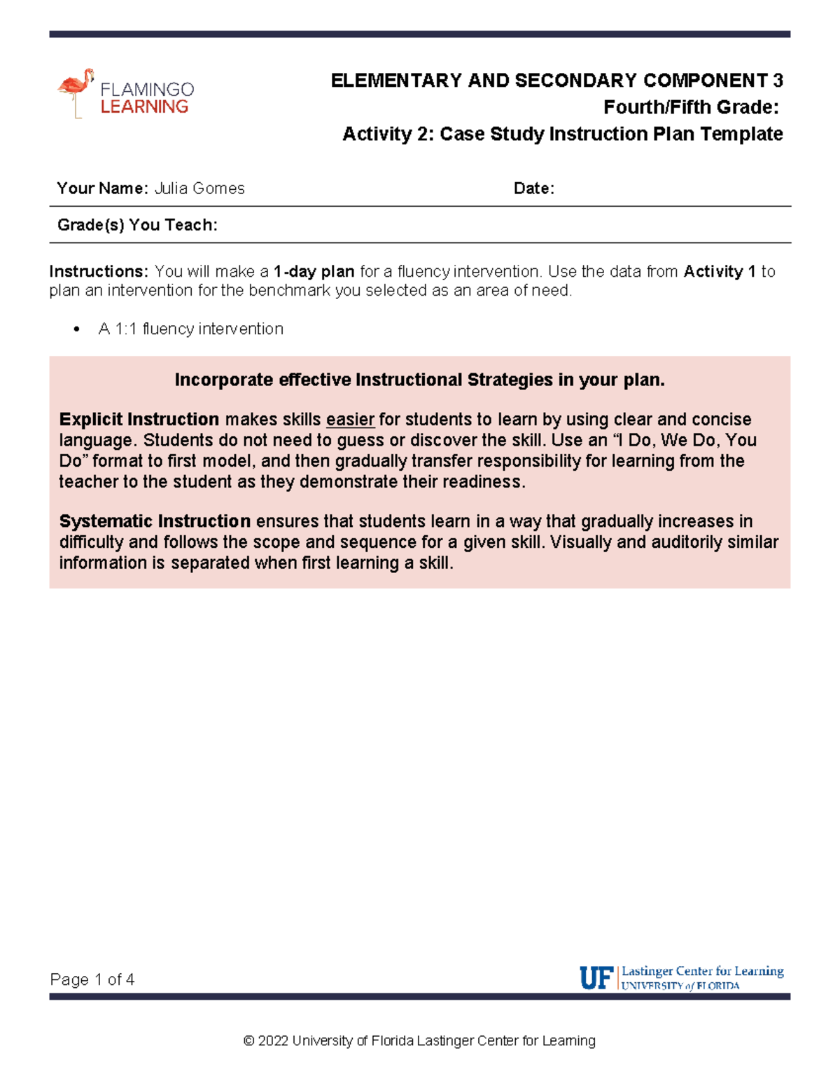 Primary School Case Study Template