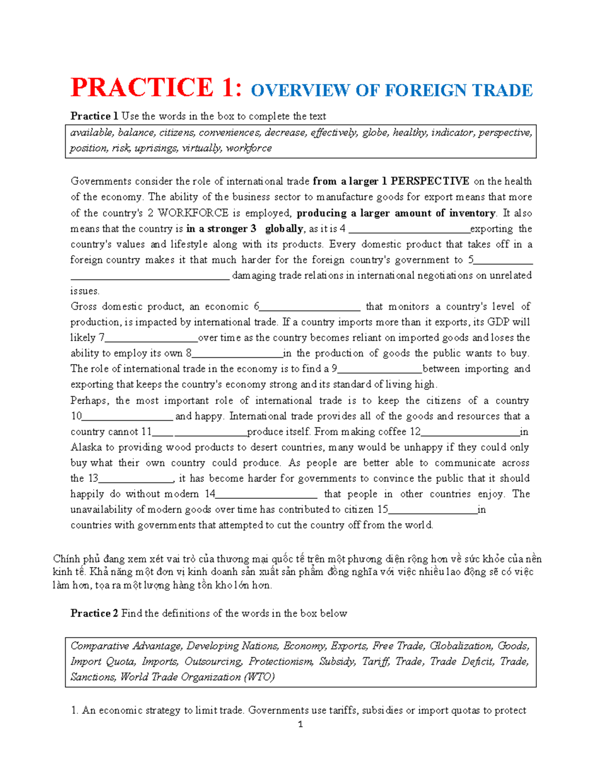 Practice Overview of Foreign Trade 01: Key Concepts & Terms - Studocu