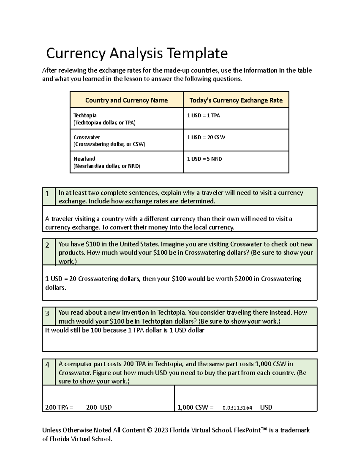 5.06 Currency Analysis Template and Exchange Rate Calculations - Studocu