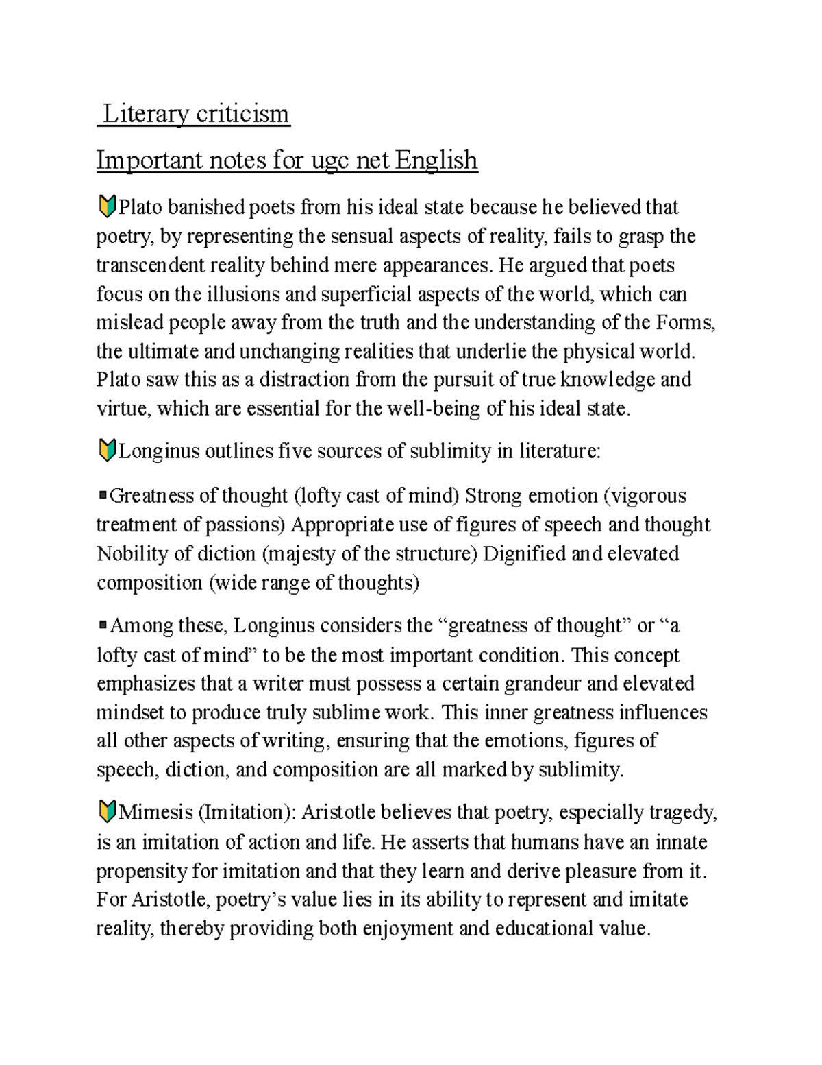Literary Criticism Notes for UGC NET English - Key Concepts Explained ...