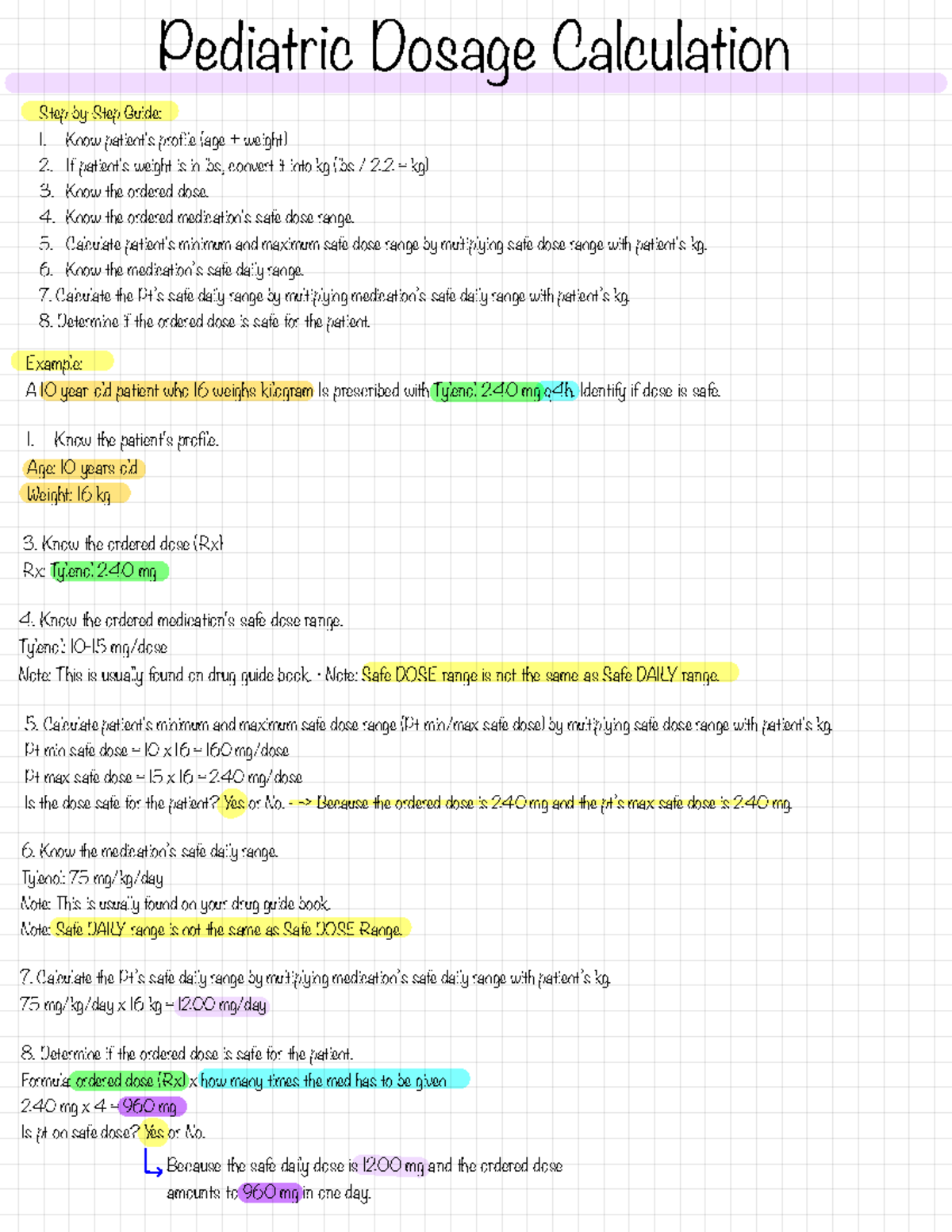 Pediatric Dosage Calculation Pediatric Dosage Calculation Step by