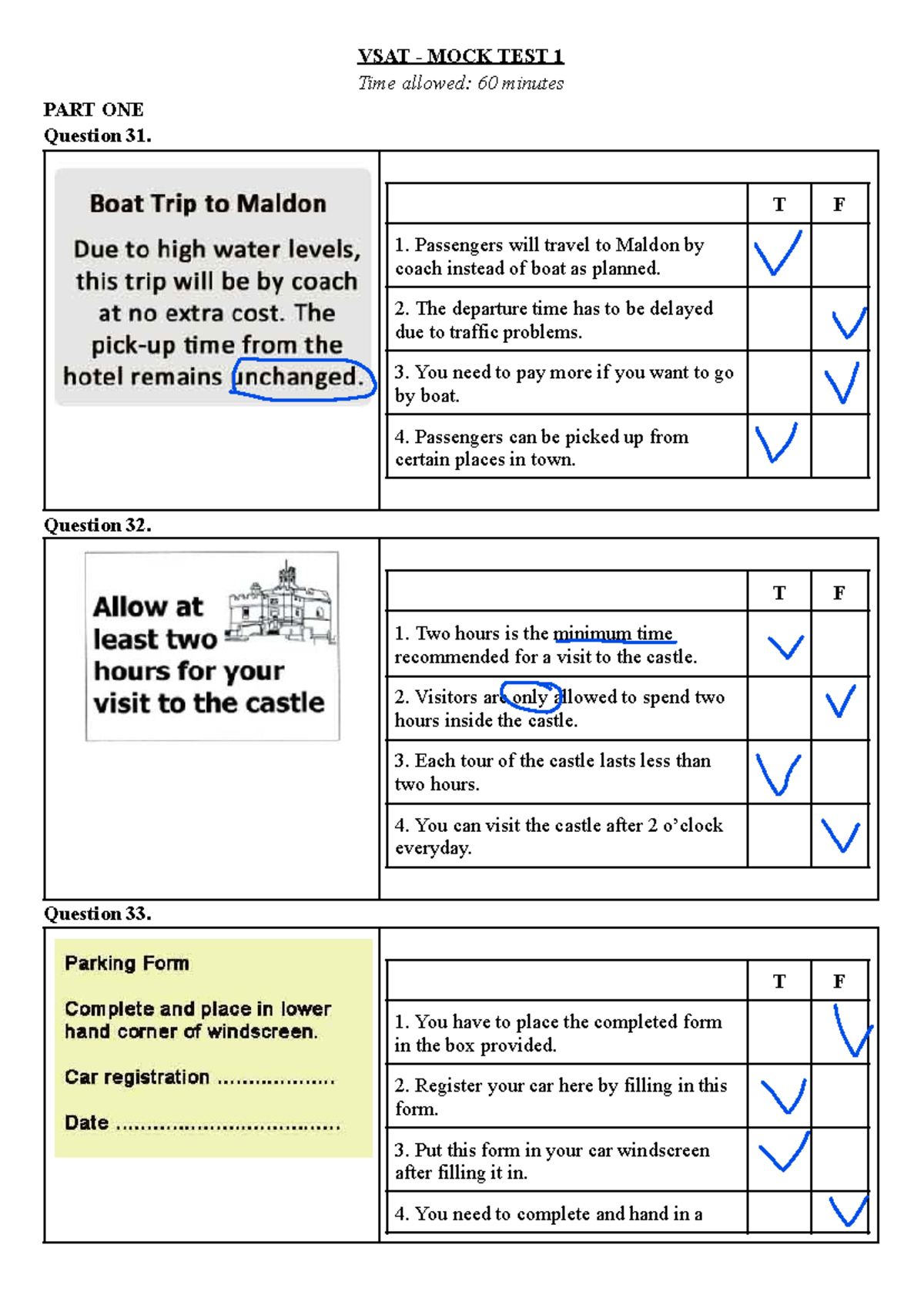 MOCK TEST 1 - VSAT Exam Practice Questions and Answers - Studocu