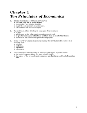 Solutions to chapter 1-5 Mankiw Principles of Economics - ECON ...