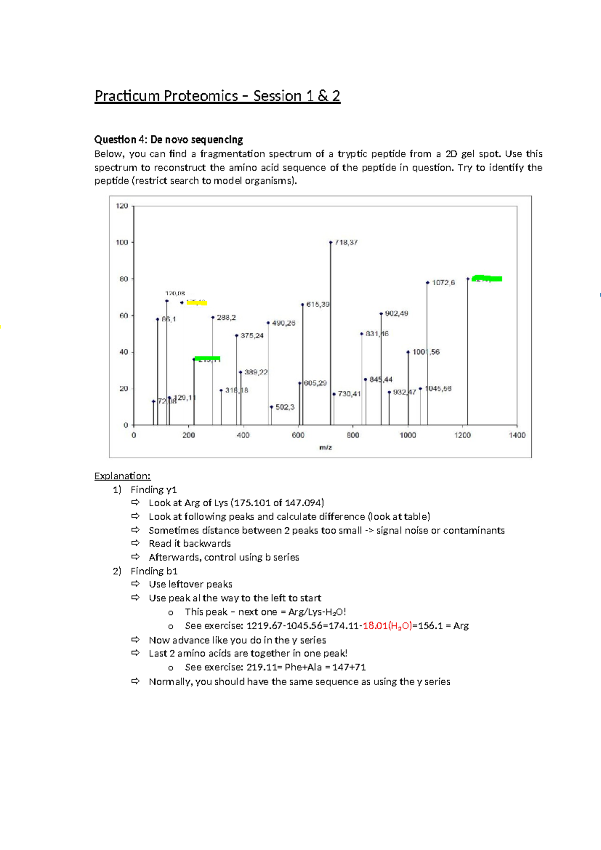 GPM Proteomics Practicum Session 1 & 2: Questions 4-6 Analysis - Studocu