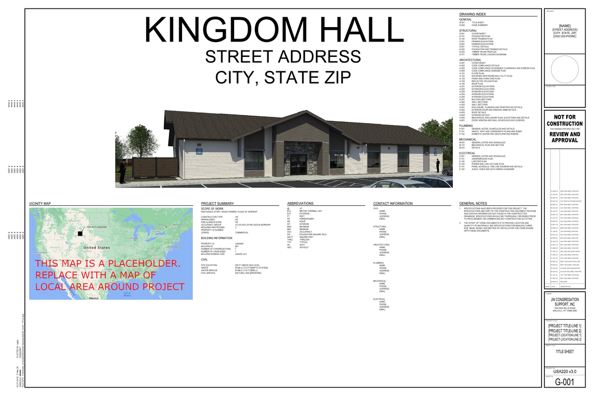 USA220 v3.0 - Comprehensive Architectural Drawing Set for Kingdom Hall ...