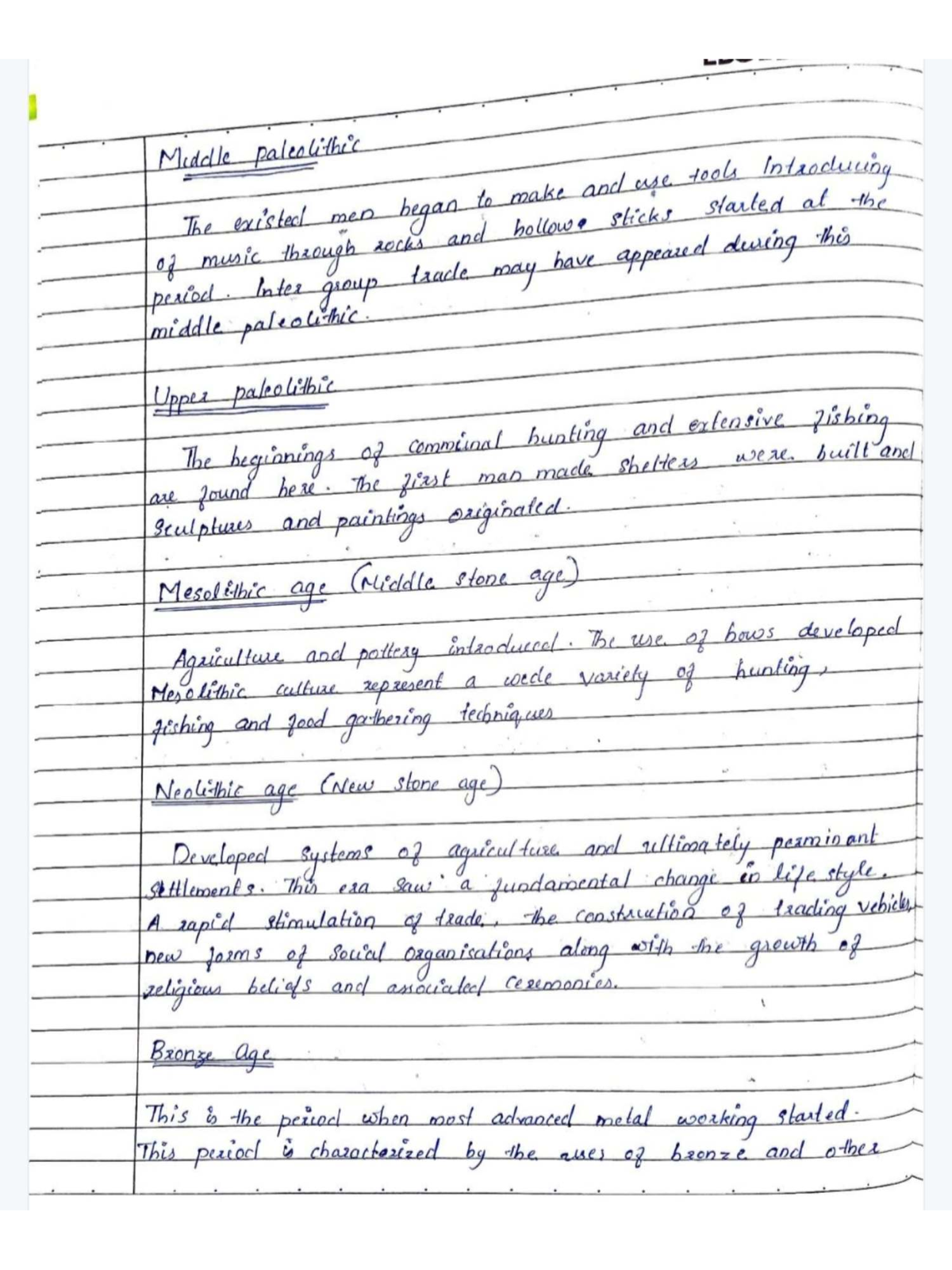 Middle Paleolithic to Bronze Age: Evolution of Human Culture - Studocu