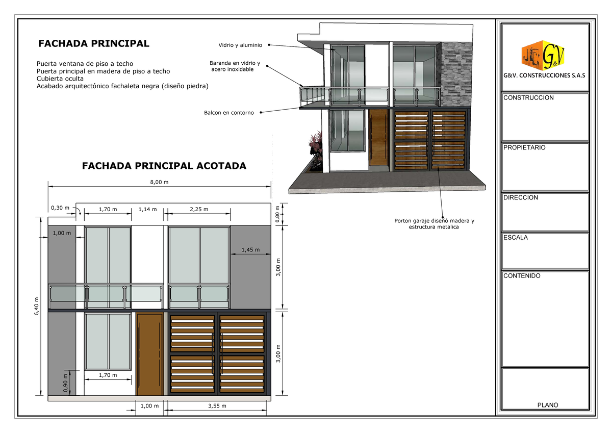 FACHADA PRINCIPAL ACOTADA - Diseño y Construcción Detalles - Studocu