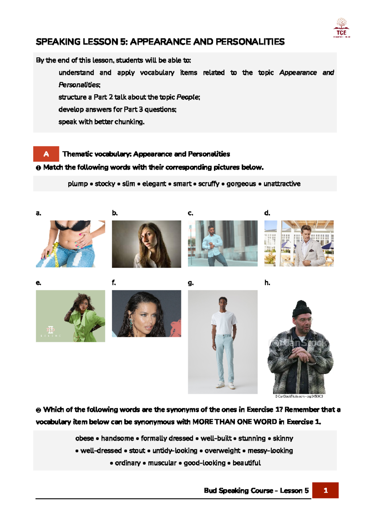 Sp5 - Tài liệu học tập - SPEAKING LESSON 5: APPEARANCE AND ...
