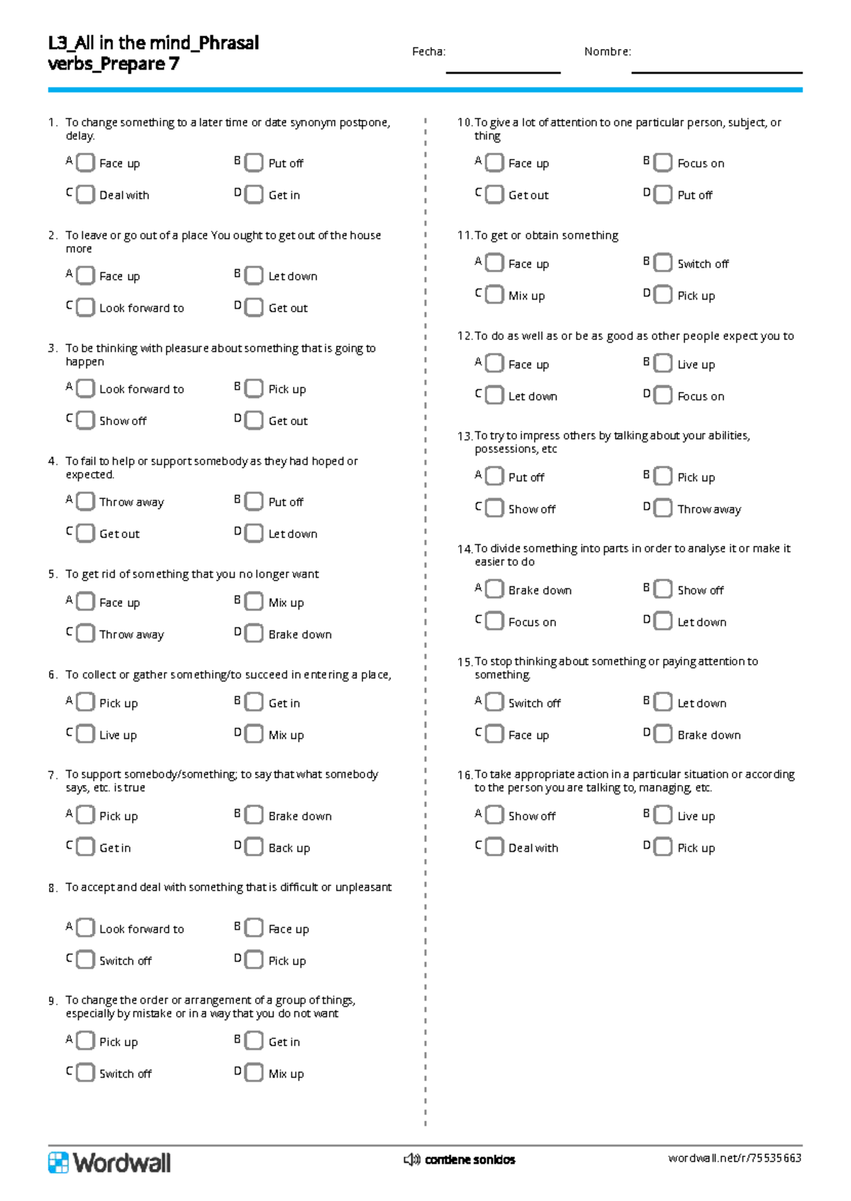 L3_Phrasal Verbs Quiz_Prepare 7: All in the Mind - Studocu