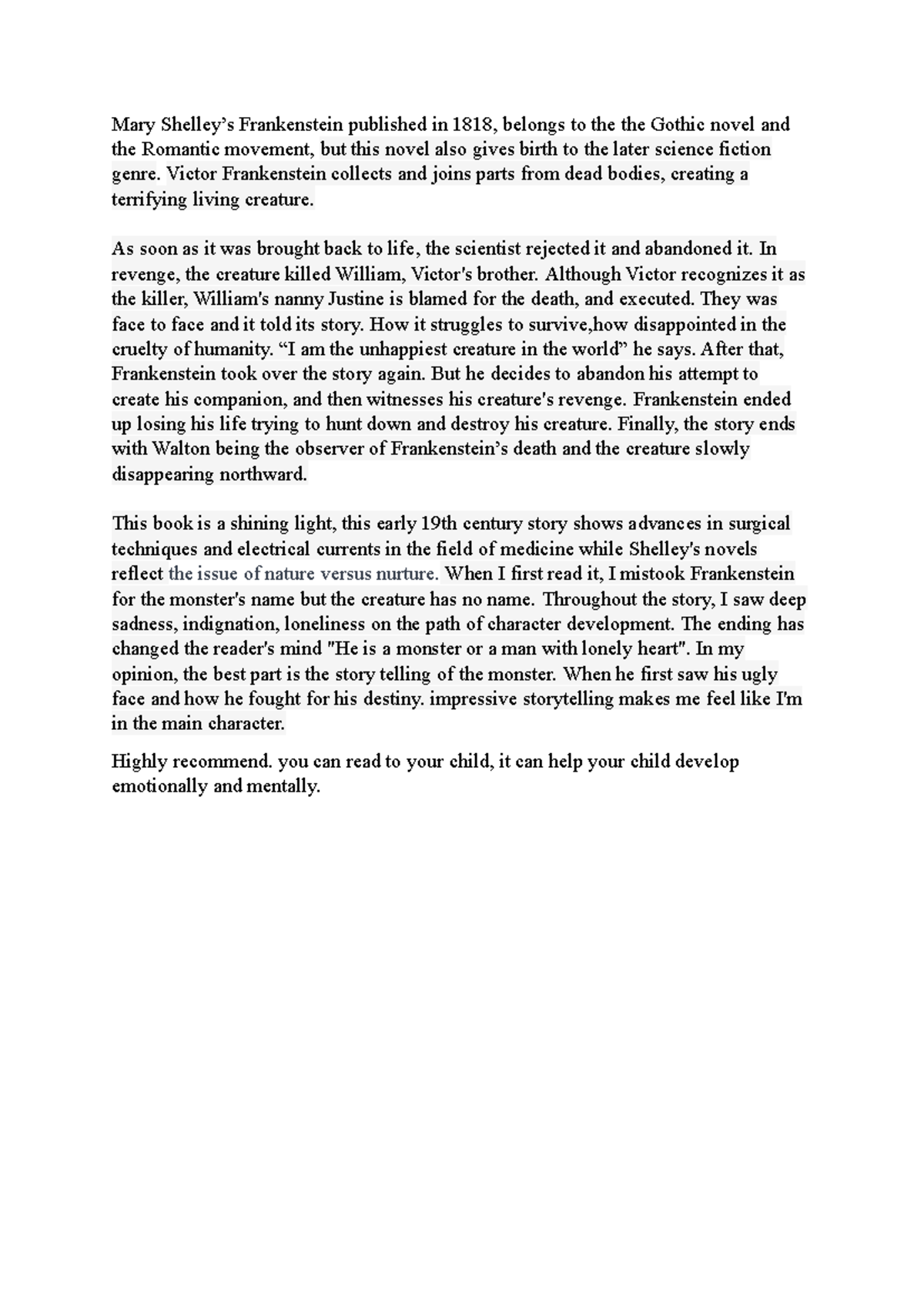 Review Book: Mary Shelley's Frankenstein - A Gothic & Sci-Fi ...