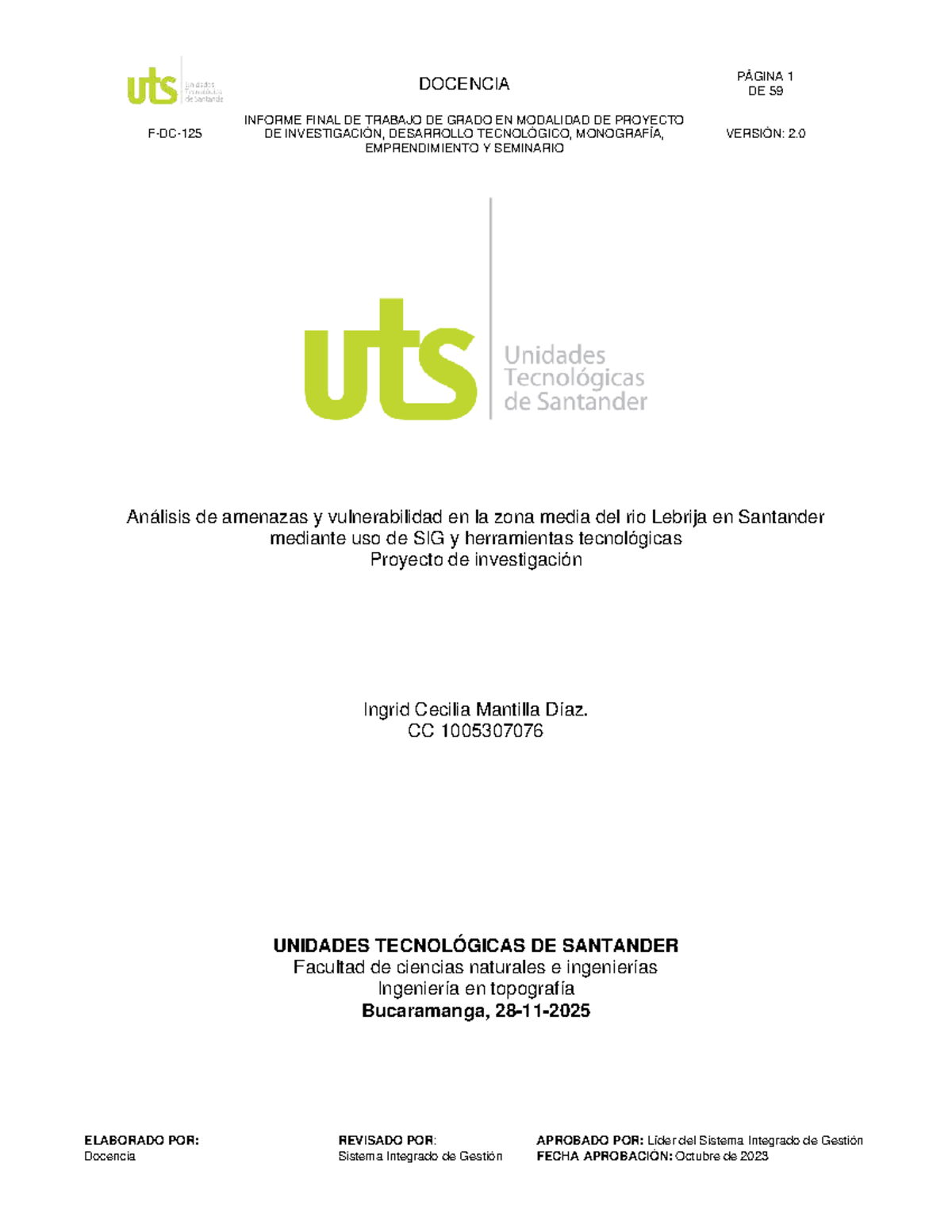 Análisis de Amenazas y Vulnerabilidad en la Cuenca Media del Río ...