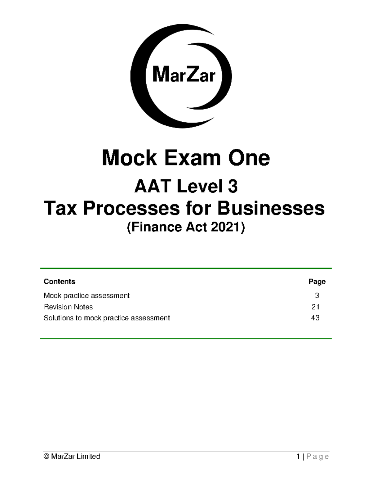 AAT Level 3 Tax Processes for Businesses Mock Exam 1 (Q2022) - Studocu