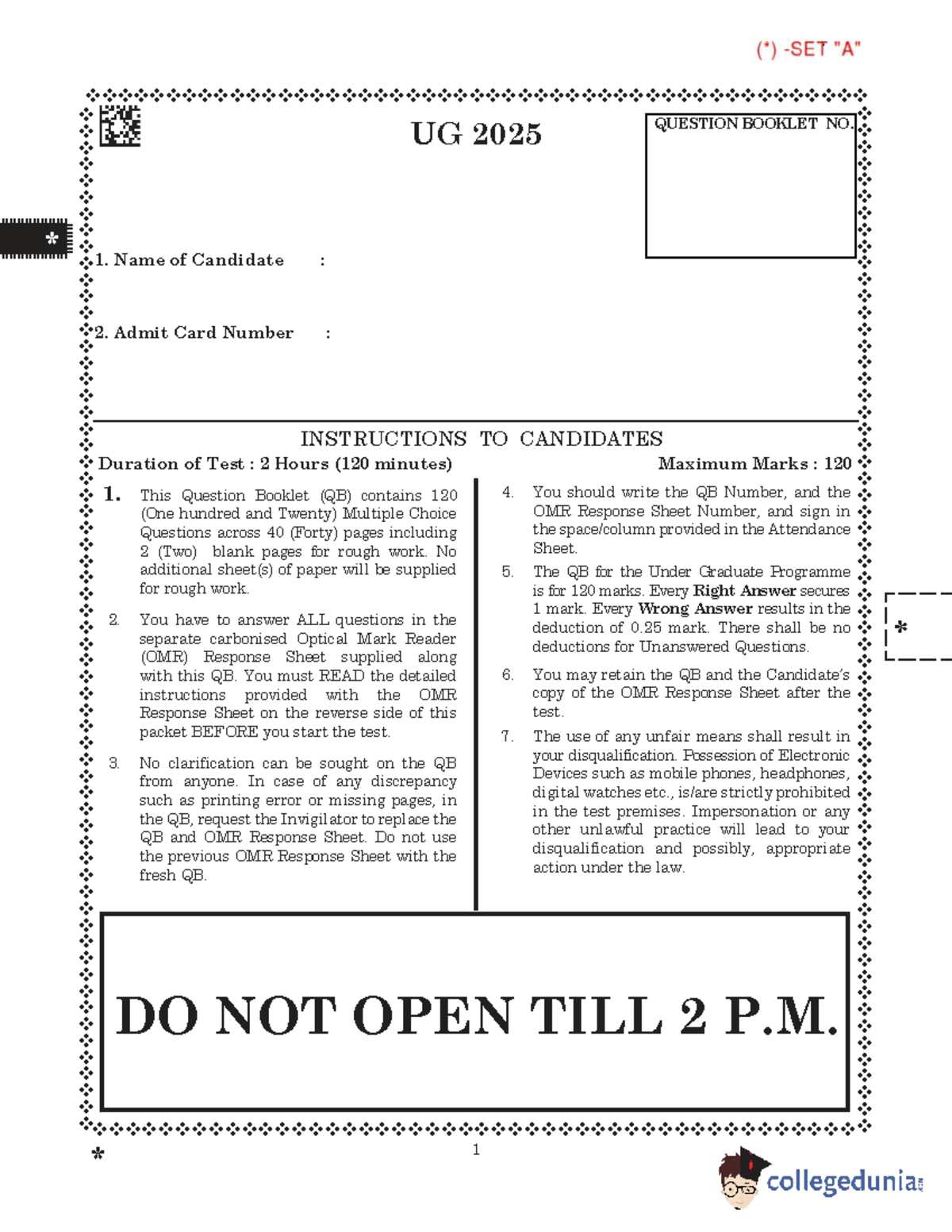 CLAT UG 2025 Question Paper with Answer Key Set A - Studocu