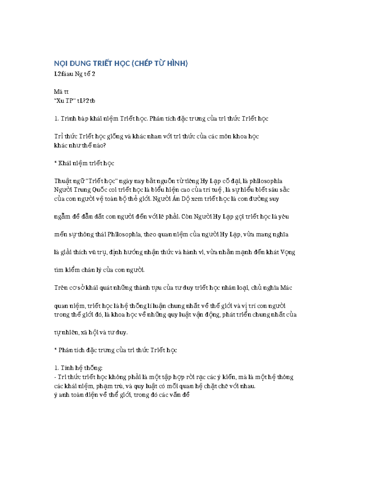 NỘI DUNG TRIẾT HỌC (CHÉP TỪ HÌNH) L2fáau Ng tế 2 - Studocu