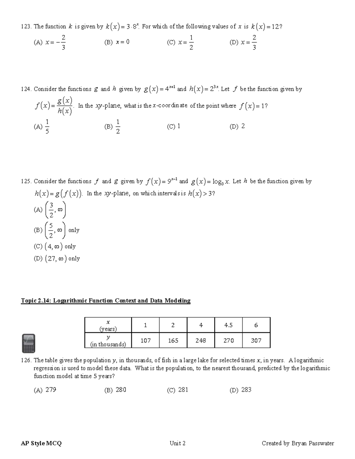 MCQ Answer Key for AP Style Unit 2 (123-129) - Studocu