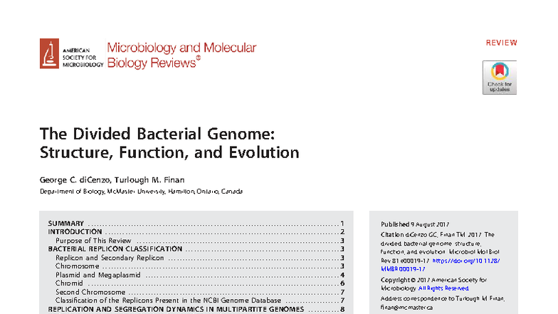 REVIEW: The Divided Bacterial Genome - Structure, Function, and ...