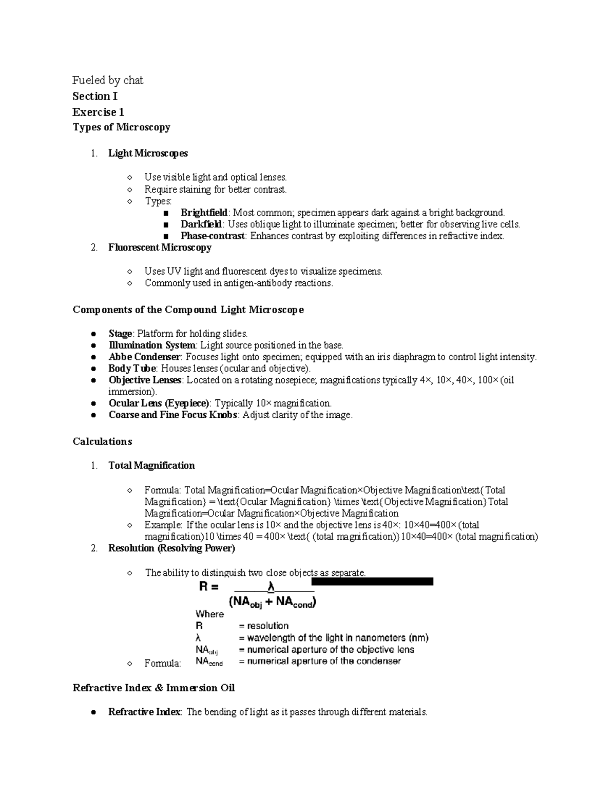 BIOL329 Midterm Study Guide: Microscopy, Cultures, and Staining ...