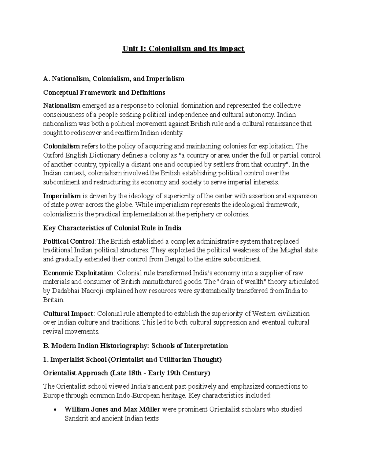 History 3rd Sem: Unit I - Colonialism, Nationalism, and Historiography ...