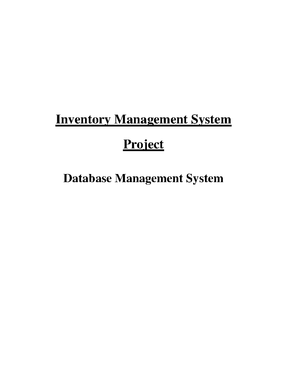 Inventory Management System Project Overview and Implementation - Studocu