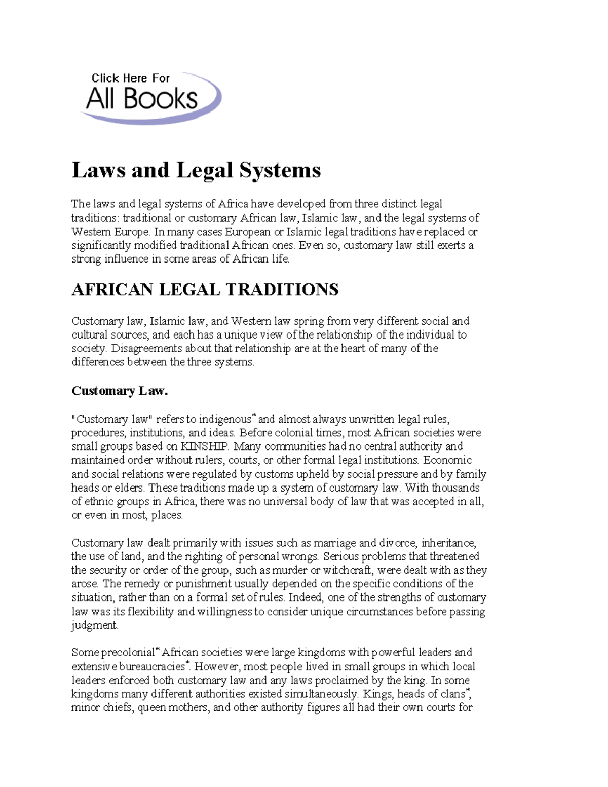 Laws and Legal Systems in Africa: A Comparative Study of Traditions ...