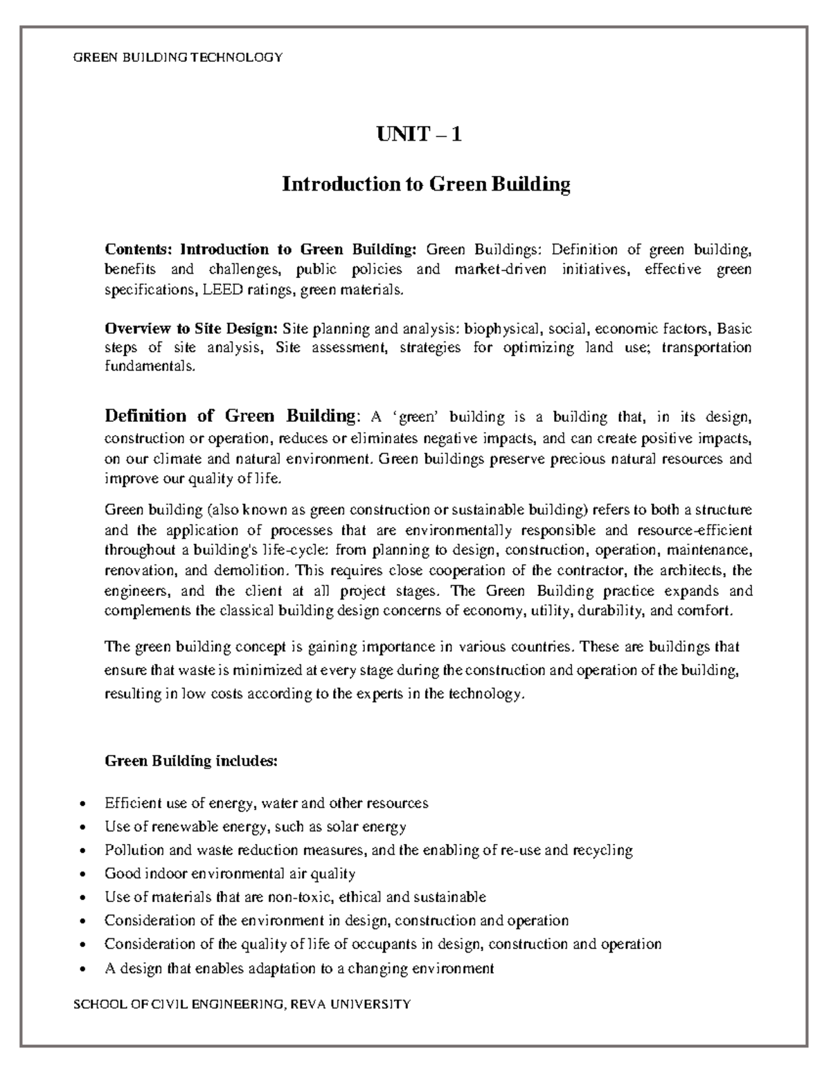 GBT 101 - Unit 1: Introduction to Green Building Concepts and Practices ...