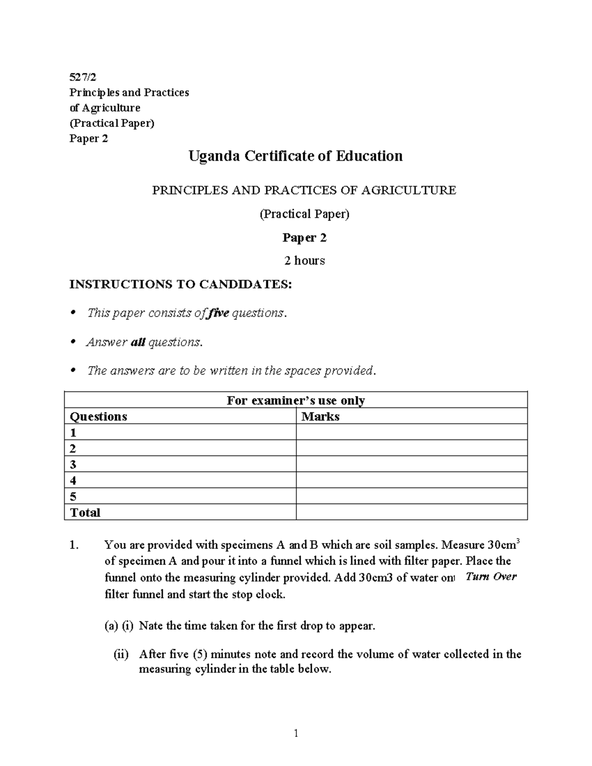 Agric 2 UCE - Principles and Practices of Agriculture (Practical) - Studocu