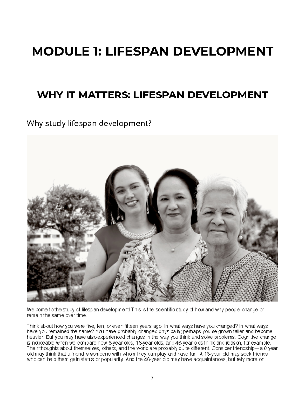 Lifespan Development: An Introduction to Human Development and Research - MODULE 1: LIFESPAN ...