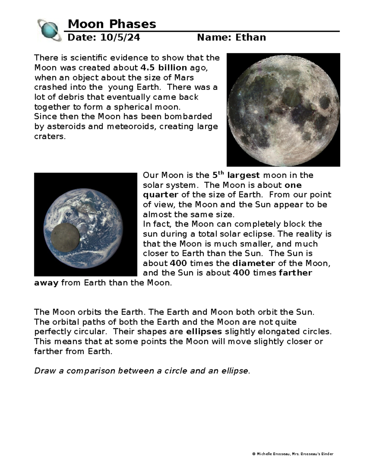 MOON Phases & Lunar Cycle - Student Notes for Earth Science 101 - Studocu