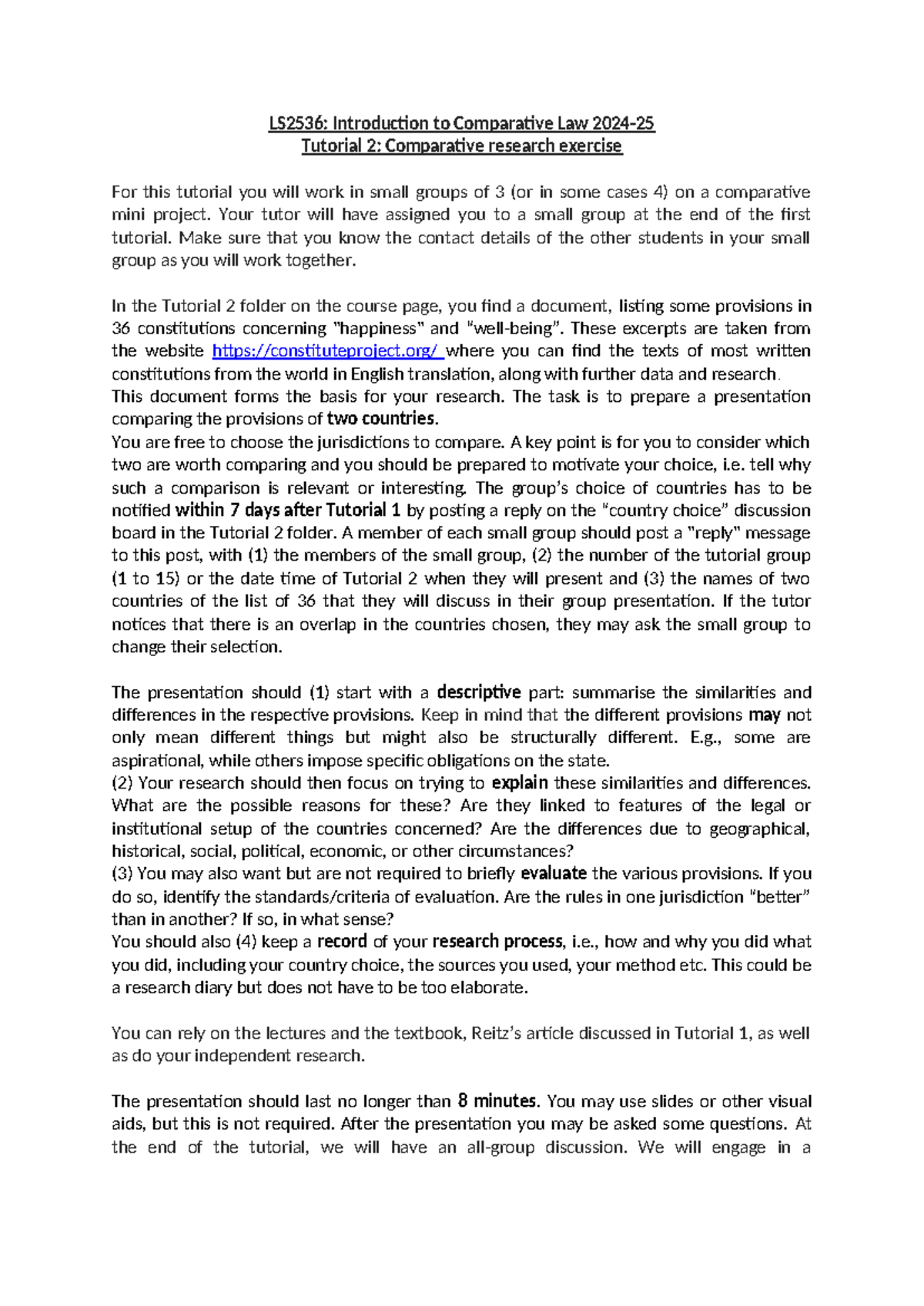 LS2536 Tutorial 2 2025 - Desert teacher htexvbte - LS2536: Introduction to Comparative Law 2024 ...